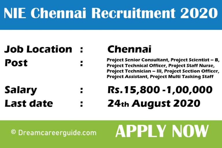 NIE Chennai Job Vacancies 2020 - Apply Online Now