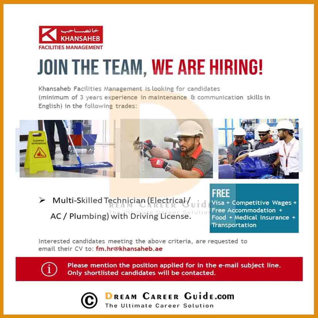 Khansaheb Facilities Management Vacancies