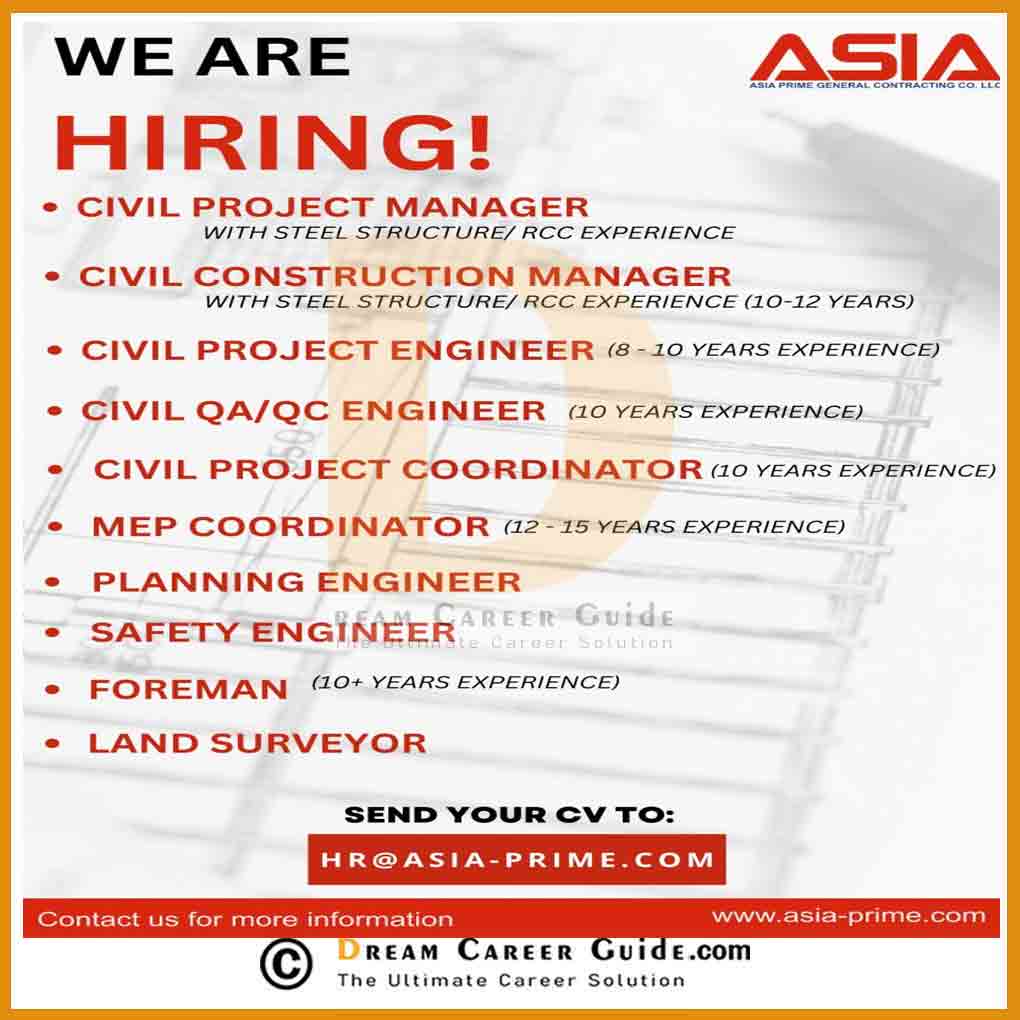 Find Lucrative ASIA Prime General Contracting Jobs | Apply Now