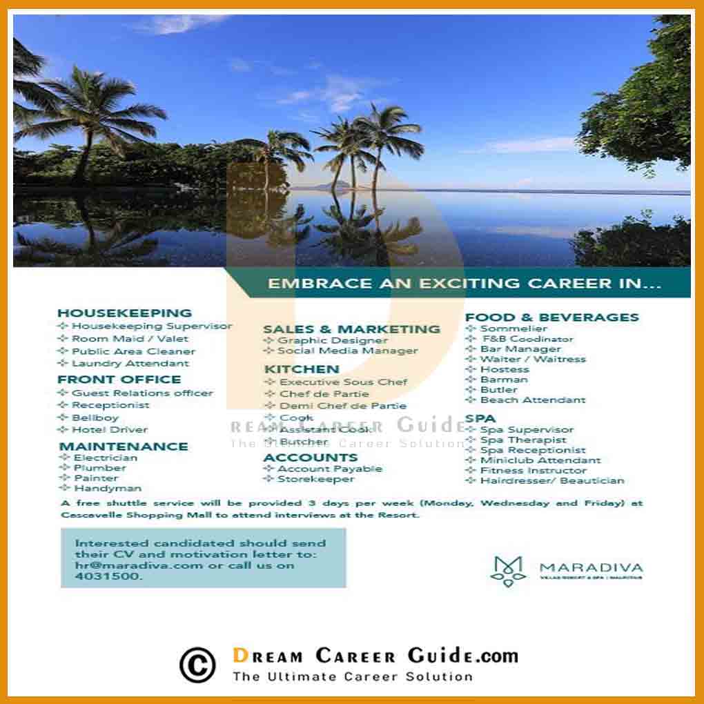 Maradiva Villas Resort & Spa Careers Latest Openings 2023