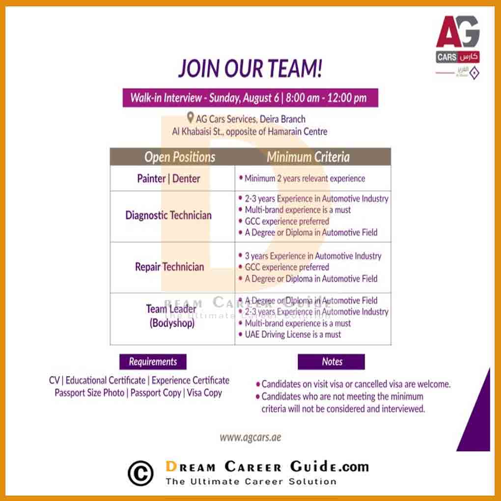 AG CARS Services Job Openings Latest 2023