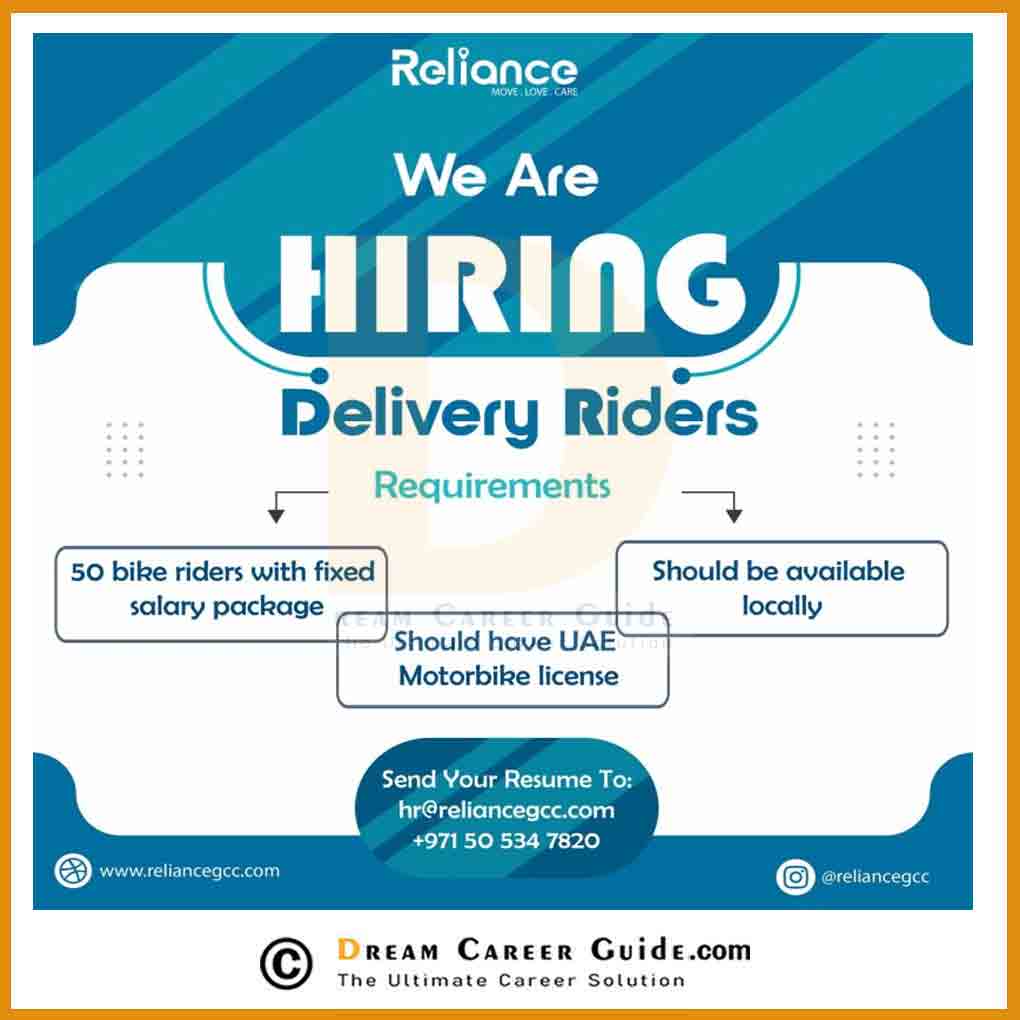 Reliance Delivery Services Jobs | Apply Now for Jobs