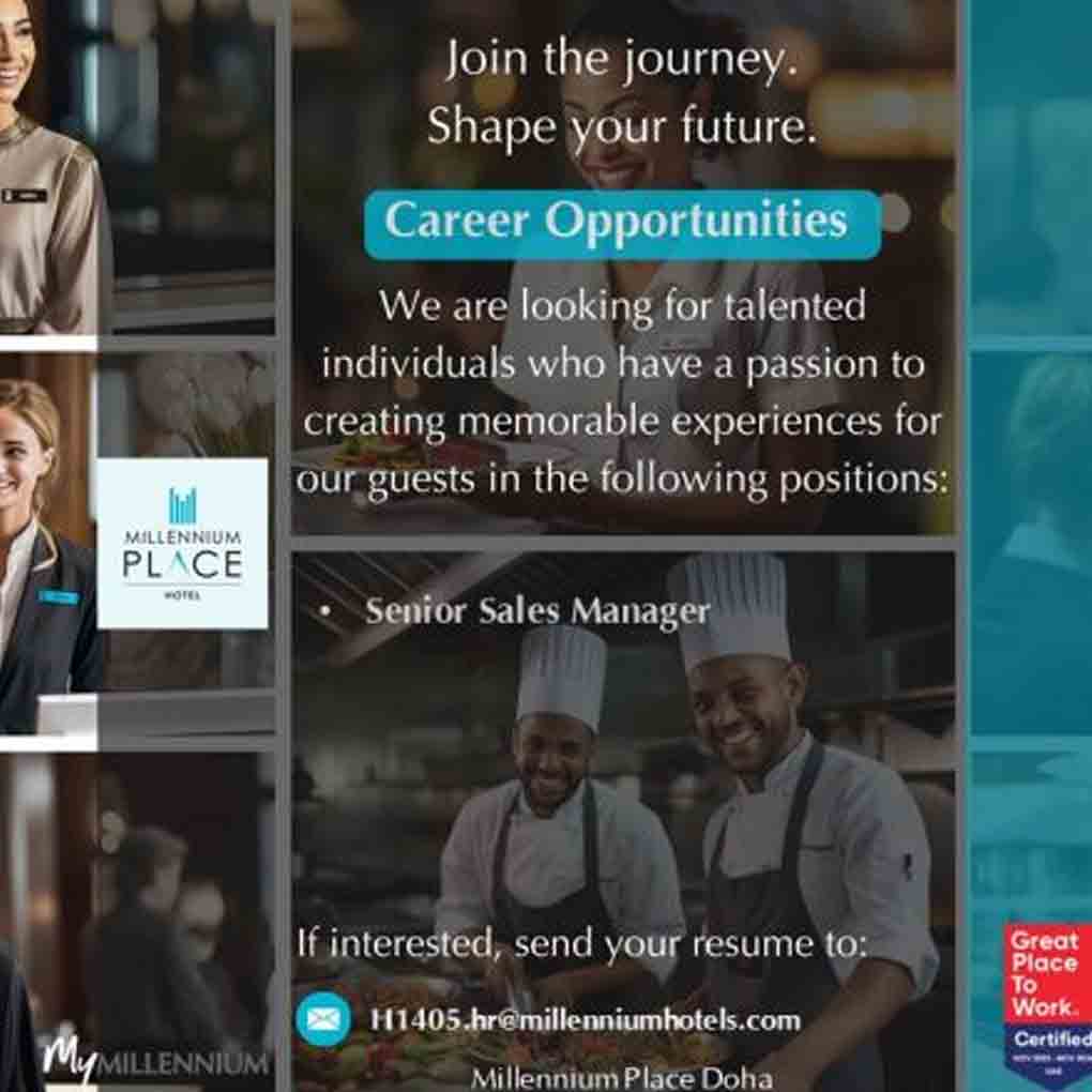 Millennium Place Doha Careers | Apply Qatar Jobs Online