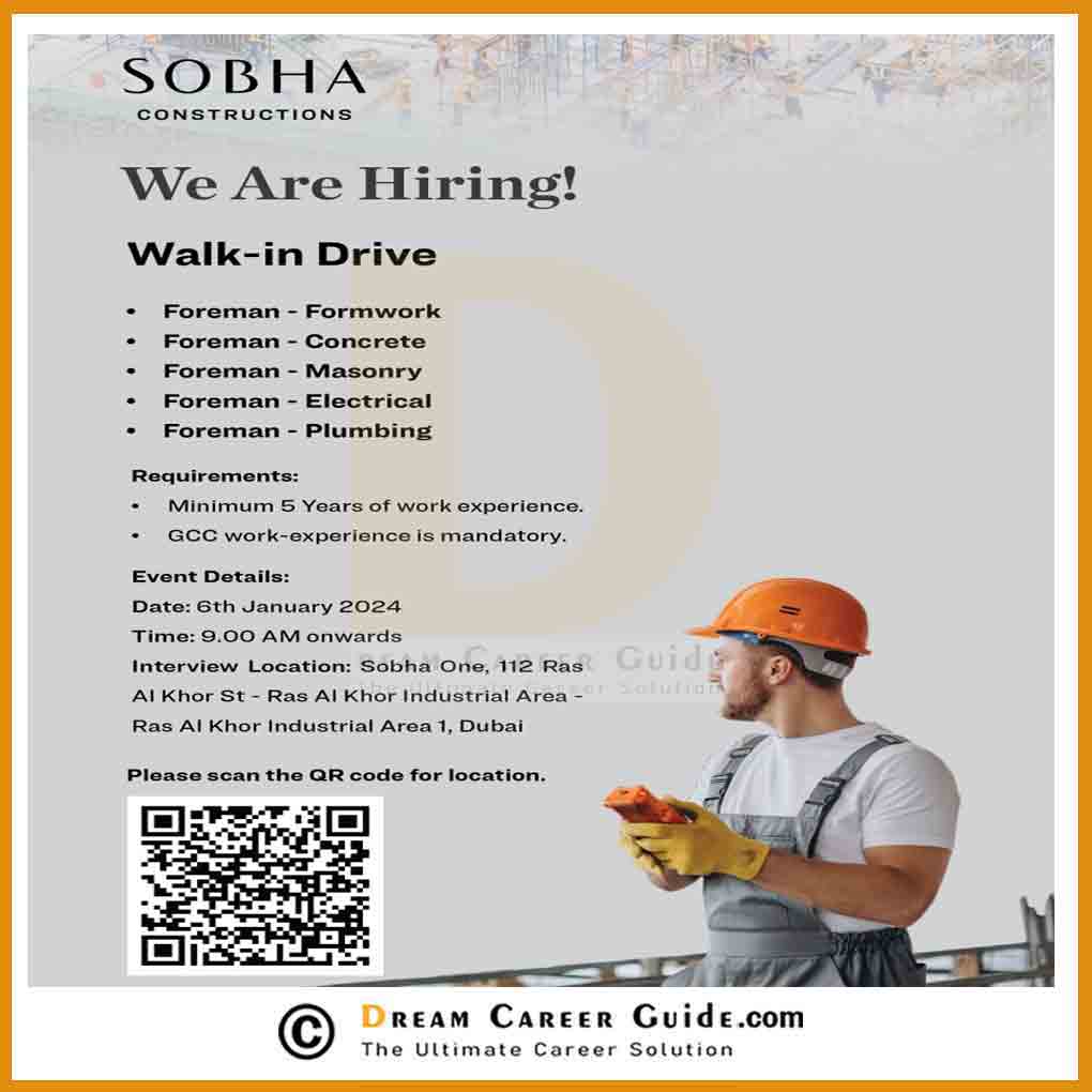 Sobha Construction Job Vacancy | Gulf Vacancy in 2024