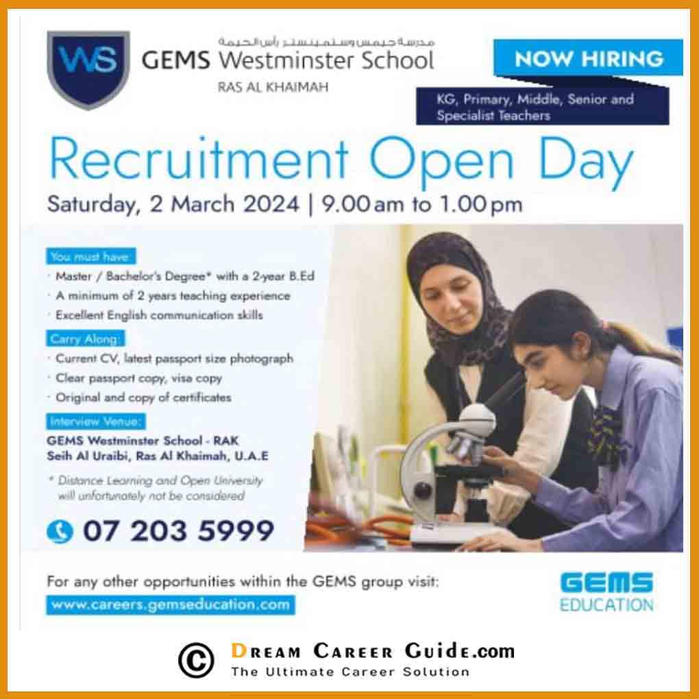 GEMS Westminster School Jobs | Jobs Vacancy Ras Al Khaimah