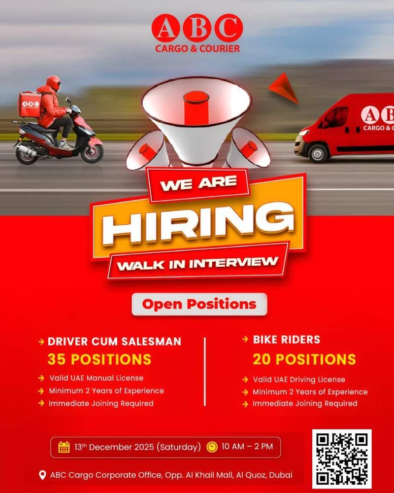 ABC Cargo And Courier Jobs | Urgent Job Vacancies In Dubai