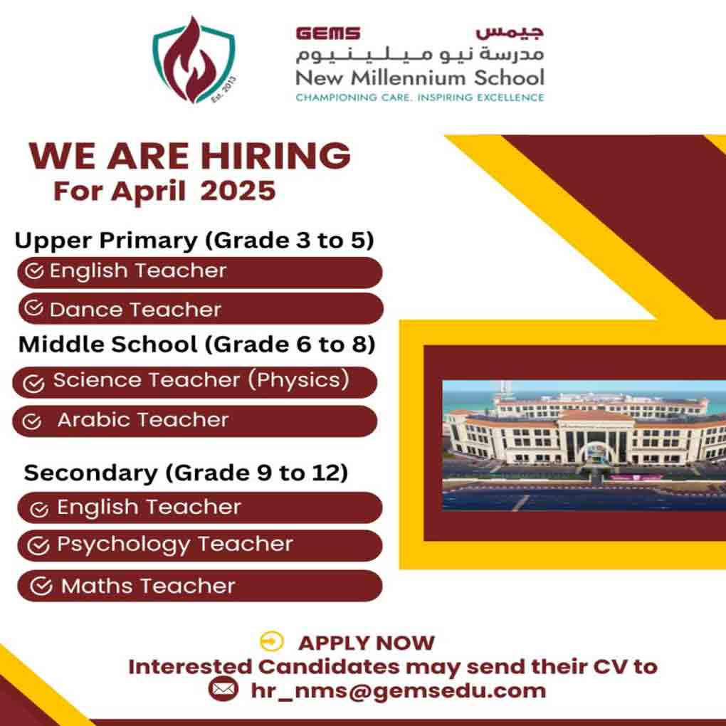 GEMS New Millennium School Group | Job Opportunities Dubai