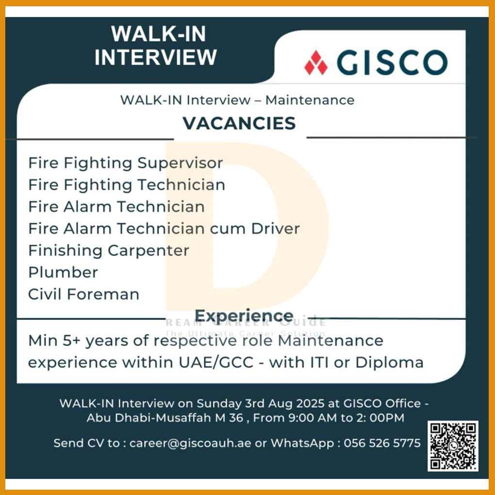 Gisco Abu Dhabi Jobs | High-Paying MEP & FM Careers in UAE with Tax ...