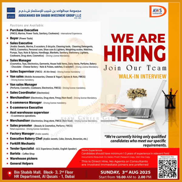 Abdulwahed Bin Shabib Investment Group LLC Jobs | Dubai Expat Careers UAE