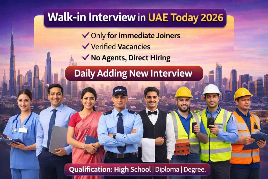 Walk-in Interview in UAE Today 50+ | Dont Miss Opportunity